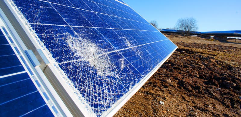 Broken Destroyed Solar Panel Stock Photo - Image of light, industry ...
