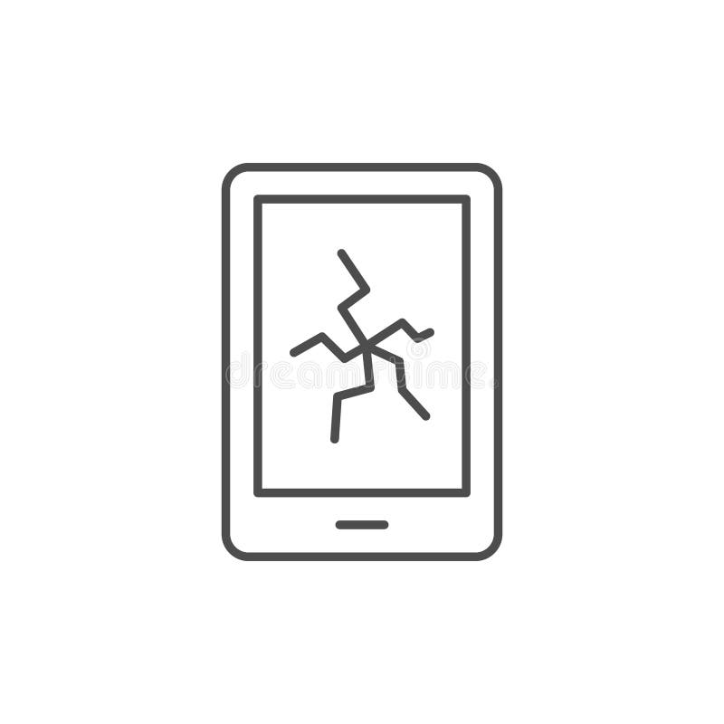Broken Device Line Outline Icon Stock Vector - Illustration of cell ...