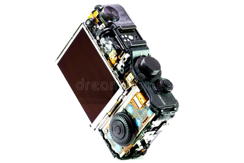 Broken digital camera stock image. Image of aperture - 60002631