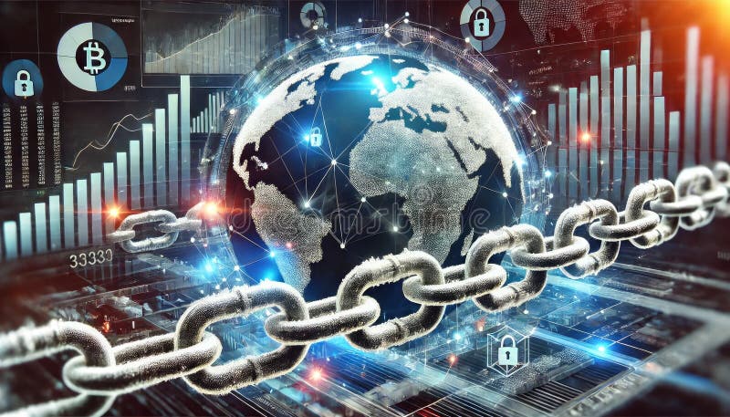 Broken Digital Chains Representing Transaction Blocks in a High-Tech ...