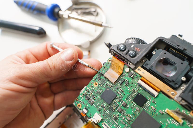 Broken Digital SLR Photo Camera Repair Stock Photo - Image of ...