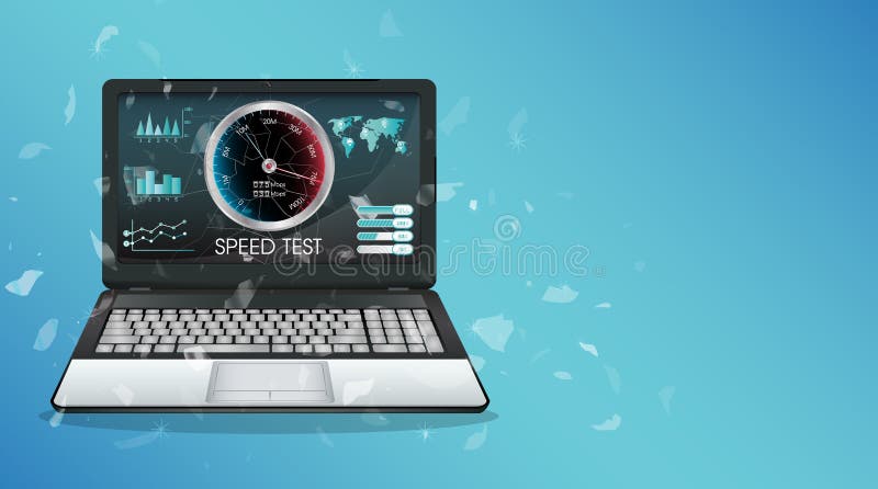 Broken Display Laptop Using Internet Speed Test Stock Vector ...