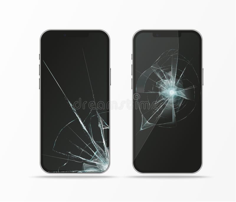 Broken Display in Mobile Phone, Cracked Glass Stock Vector ...