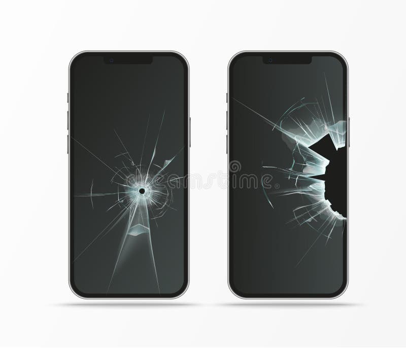Broken Display in Mobile Phone, Cracked Glass Stock Vector ...