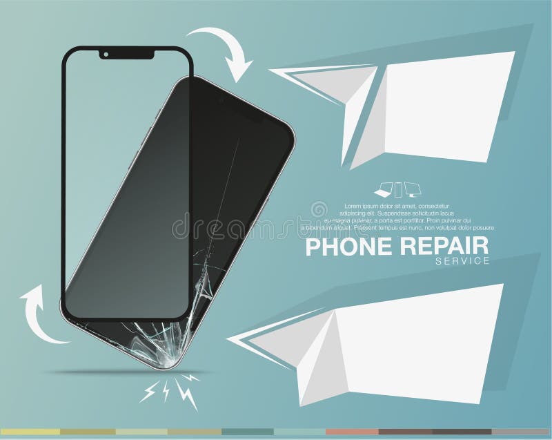 Broken Display in Mobile Phone, Repair Service Stock Vector ...
