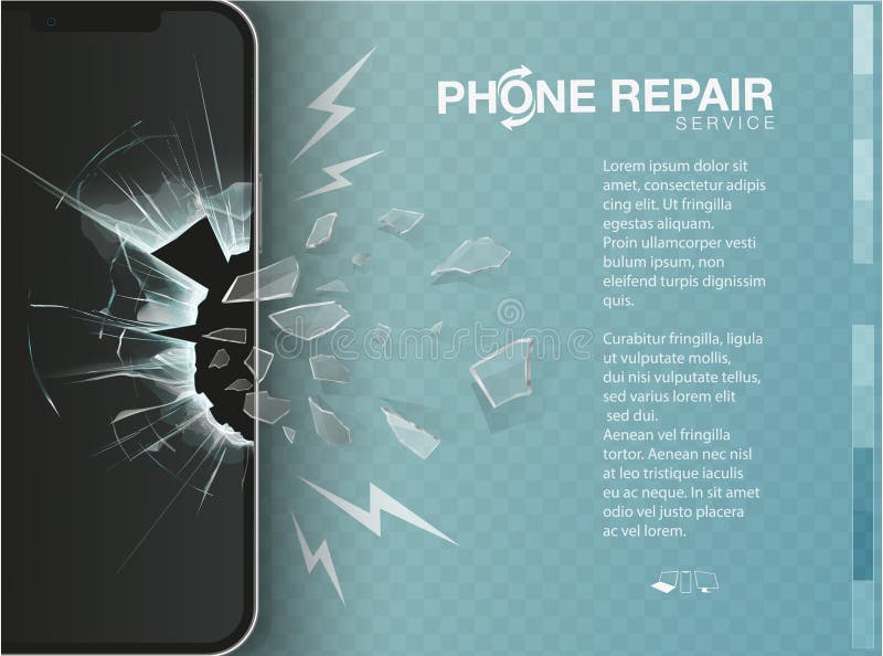 Broken Display in Mobile Phone, Repair Service Stock Vector ...