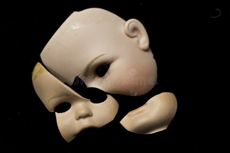 Broken Doll Parts on Black Background Stock Image - Image of background ...