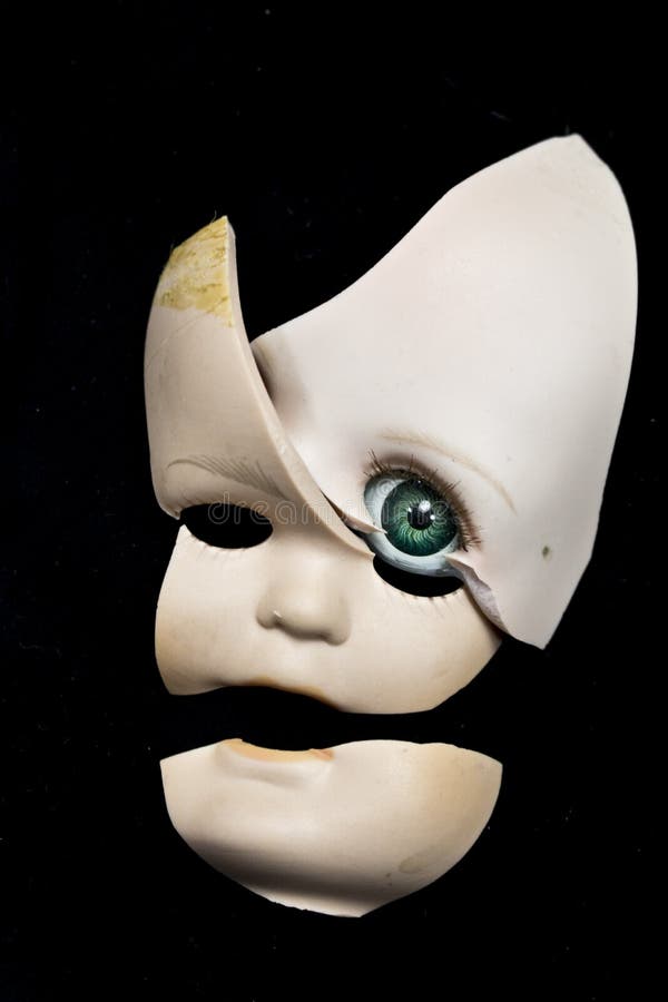 Broken Doll Parts on Black Background Stock Photo - Image of dark, hand ...