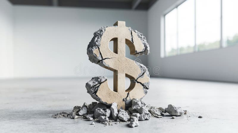 A Dollar Sign Made Out of Concrete Blocks in an Empty Room Stock Photo ...