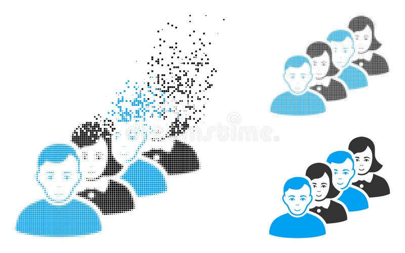 Broken Dot Halftone People Queue Icon with Face Stock Vector ...