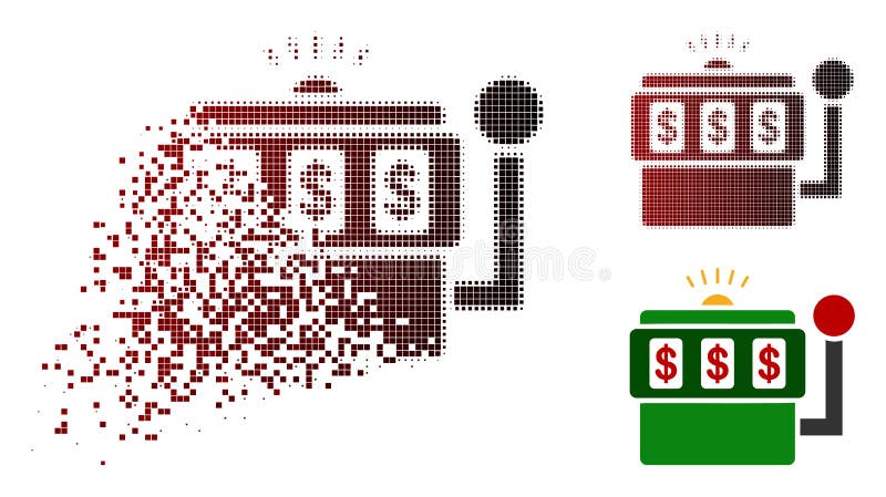 Broken Dotted Halftone Slot Machine Icon Stock Vector - Illustration of ...