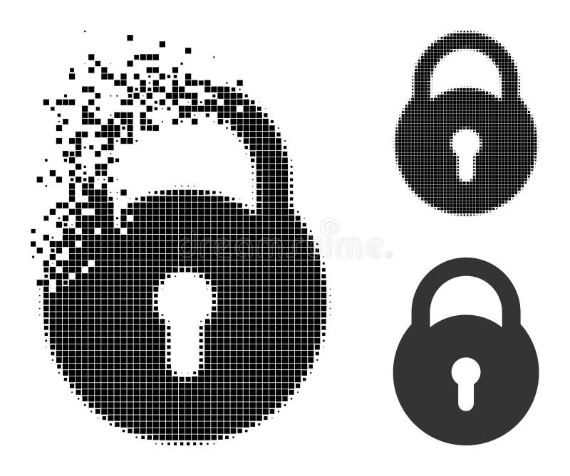Broken Dotted Lock Icon with Halftone Version Stock Vector ...