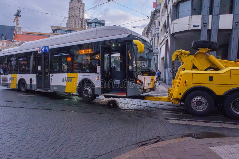 Broken Down Bus Being Towed for Repair Editorial Photography - Image of ...
