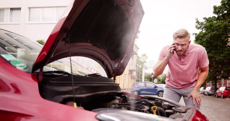 Broken Down Car after Crash Stock Image - Image of talking, smartphone ...