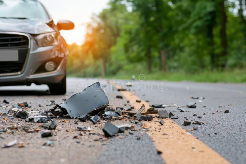A Broken Down Car Parked on the Side of the Road with Visible Damage ...