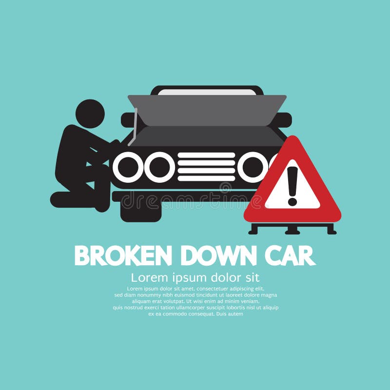 Broken Down Car Symbol stock vector. Illustration of sign - 49110202