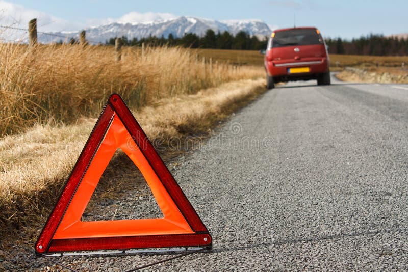 Broken Down Car with Warning Signal Stock Image - Image of failure ...