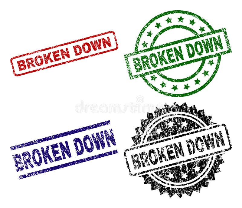 Damaged Textured BROKEN DOWN Stamp Seals Stock Vector - Illustration of ...