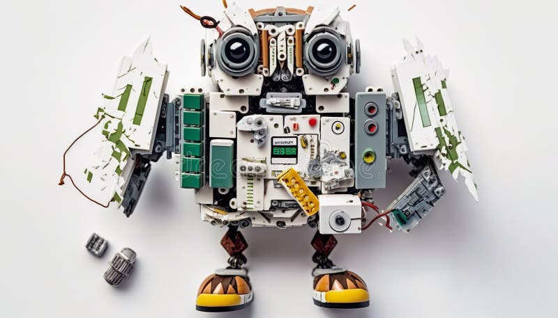Broken Down Toy Robot on White Background, Generative Ai Stock ...