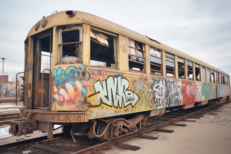 Broken Down Train Car at a Forgotten Stop Stock Photo - Image of rusted ...