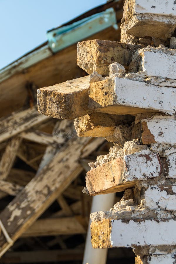 Broken down wall. stock photo. Image of brick, dirty - 73246526