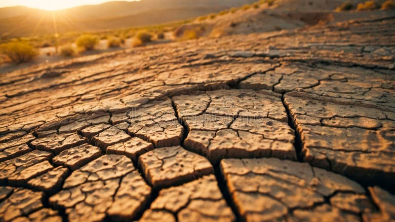 Broken and Drought-damaged Ground at Dusk. Global Warming Concept Stock ...