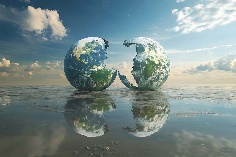 Broken Earth Reflection Ai Generator Stock Illustration - Illustration ...