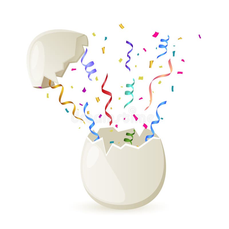 Broken Egg, Confetti and Streamer Explosion, Festive Firecracker. Stock ...