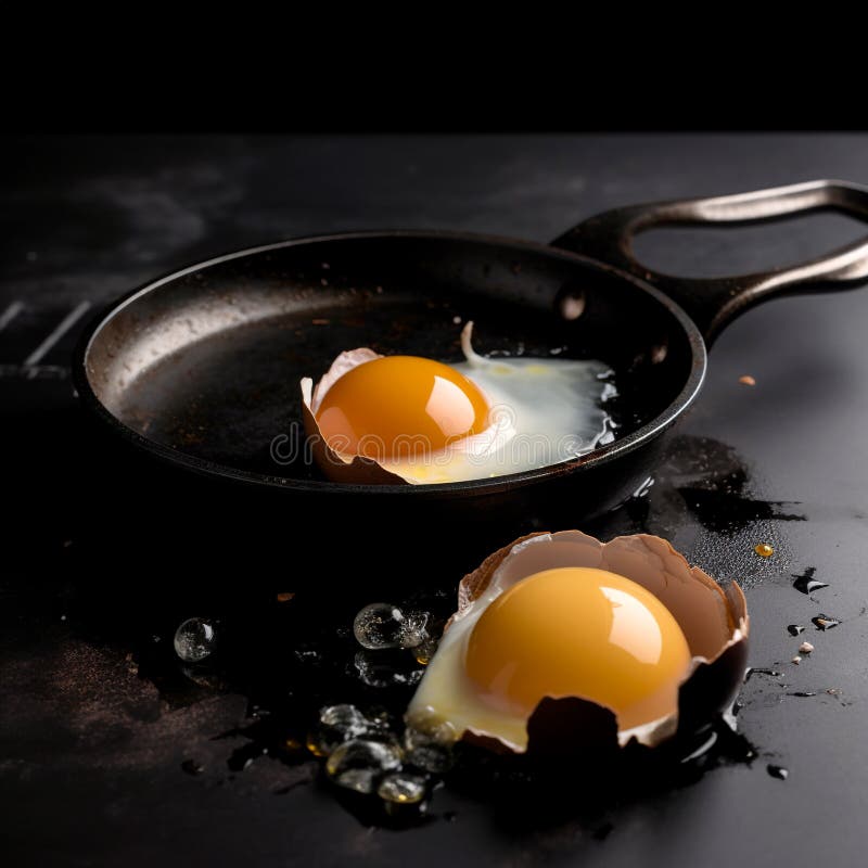 Broken Egg on the Hob. Unsuccessfully Broken Eggs in the Pan Stock ...