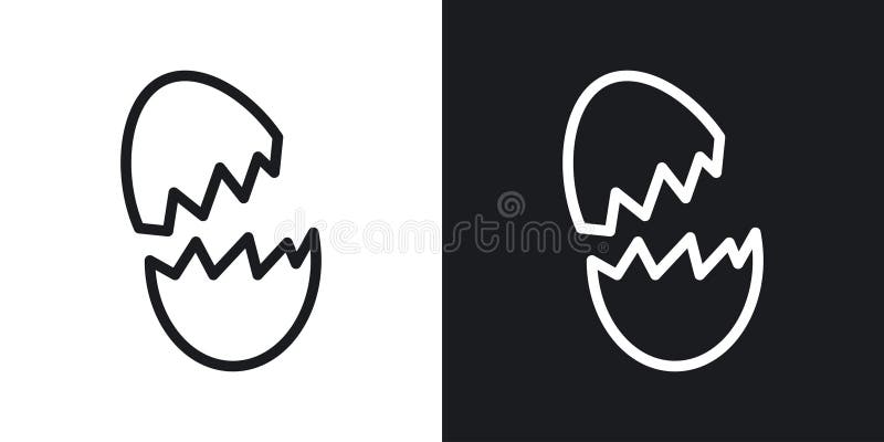 Broken Egg Icon Set. Egg with Crack Vector Symbol. Cracked Egg Shell ...