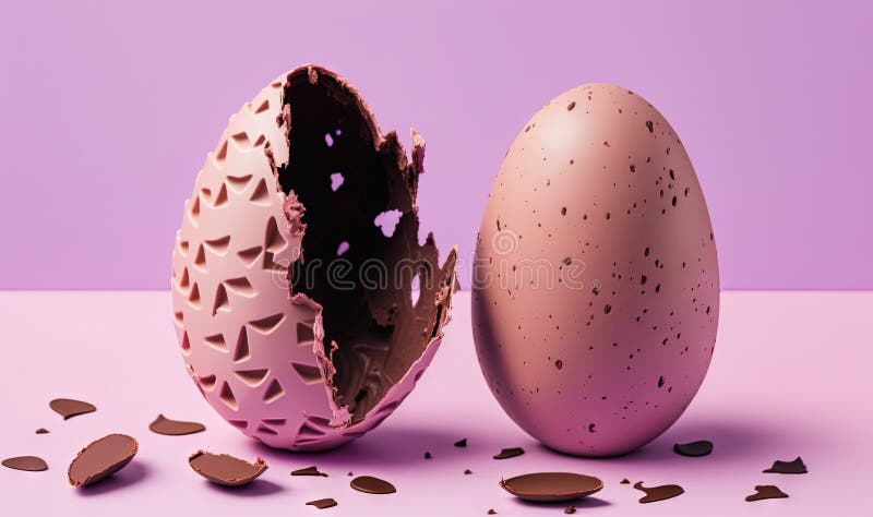 A Broken Egg Shell and a Broken Egg Shell on a Pink Surface with Broken ...