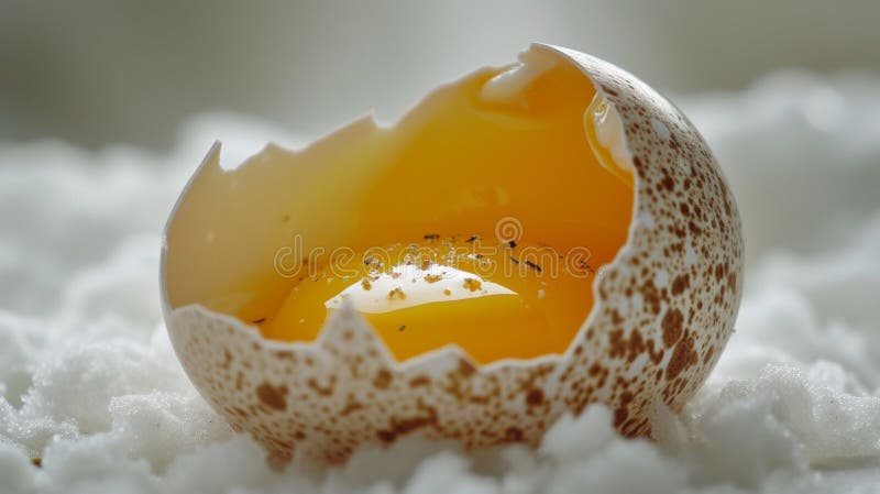 A Broken Egg Shell on a White Surface with Some Yellow, AI Stock Image ...
