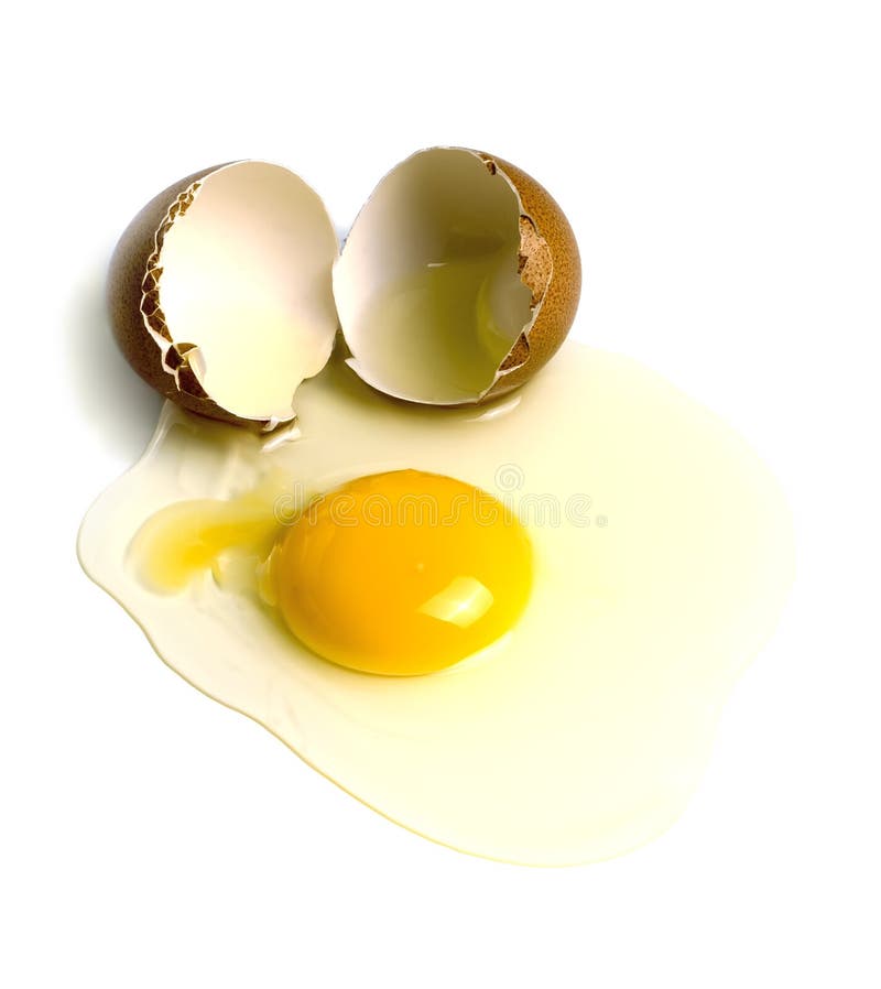 Broken Egg on White Background Stock Photo - Image of abundance, health ...