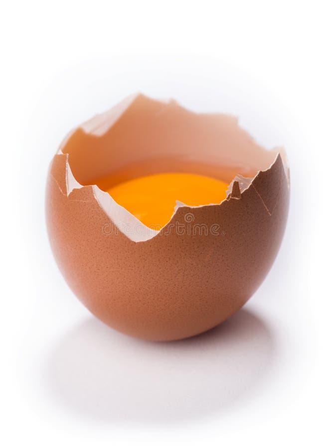 Broken Egg on White Background Stock Photo - Image of closeup, easter ...