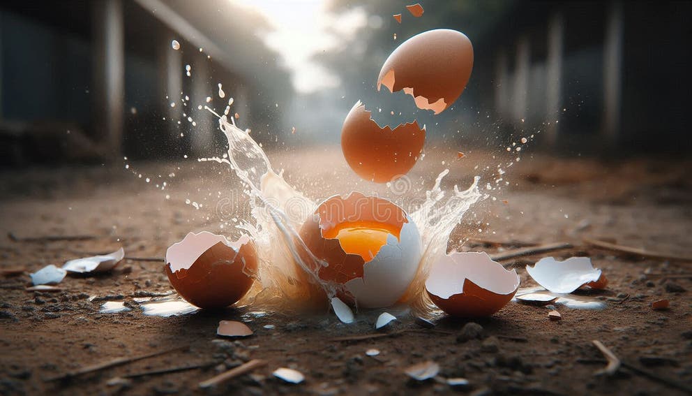 Broken Eggs with Splash on Ground Surfaces Stock Illustration ...