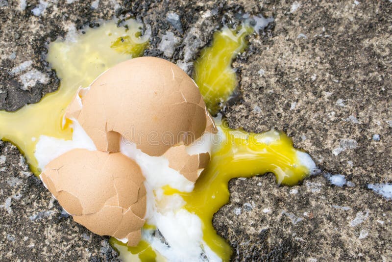 Broken eggs on street stock photo. Image of albus, throw - 37182874