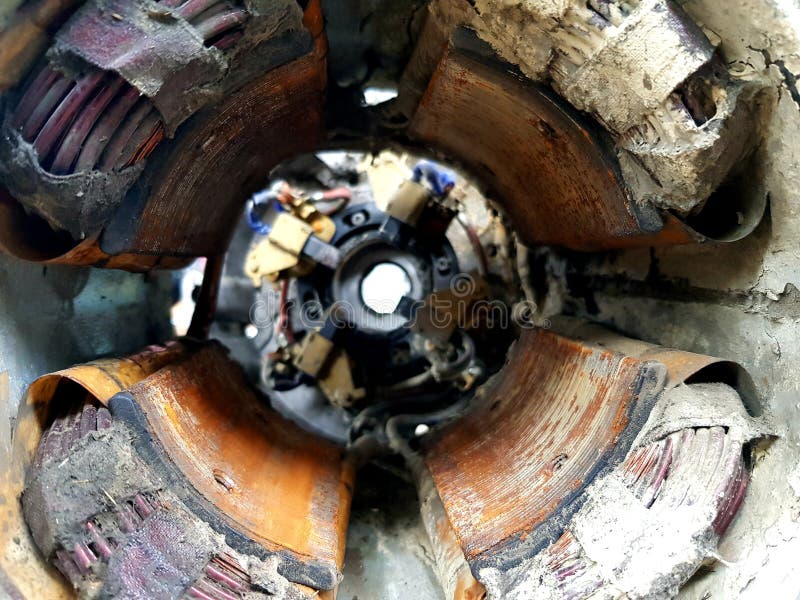 Broken Electric Motor in the Old Factory, Closeup of Photo Stock Image ...