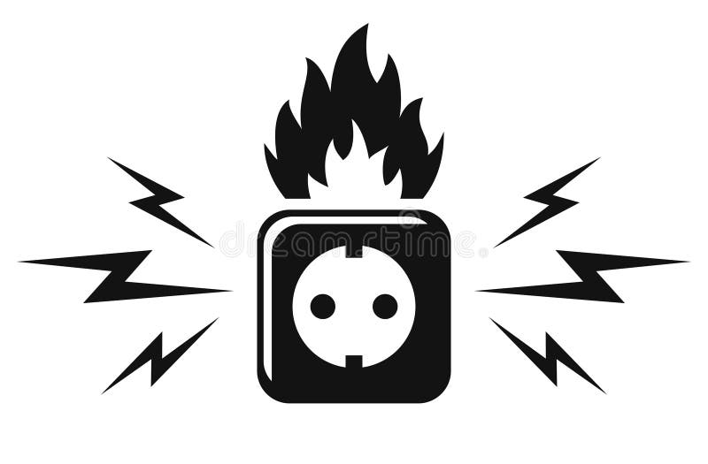 Broken Electrical Outlet, Electric Shock and Fire Hazard Sign Stock ...
