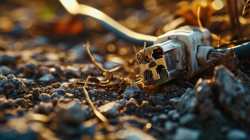 A Broken Electrical Plug Lying in the Dirt. Can Be Used To Illustrate ...