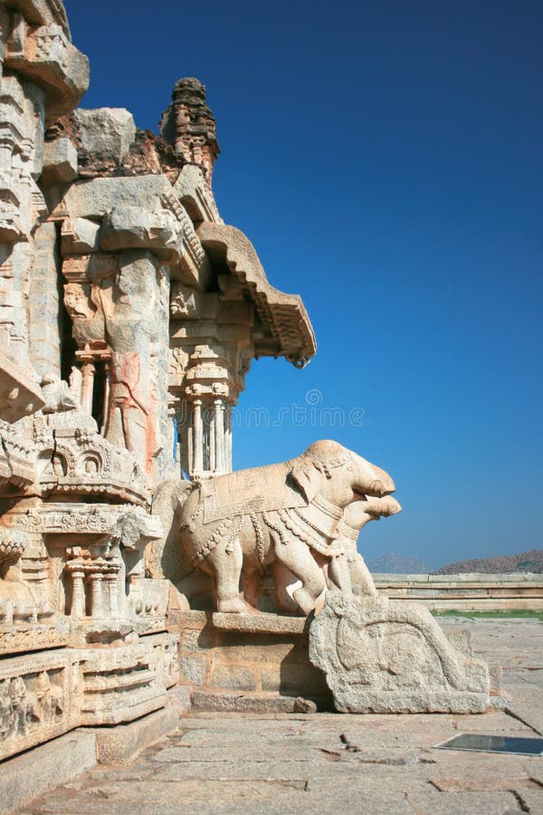 Broken Elephant Statues of Vittala Temple in Hampi Stock Photo - Image ...