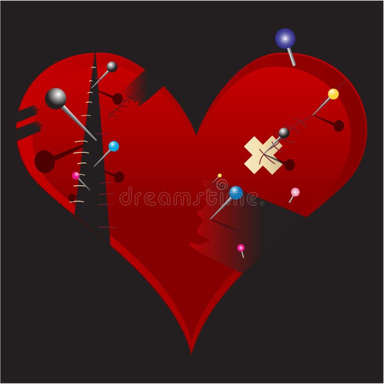 Broken Emo Heart Illustration Stock Vector - Illustration of scroll ...