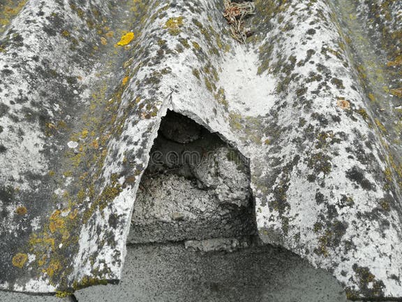 Broken asbestos canopy stock photo. Image of fibercement - 112564422