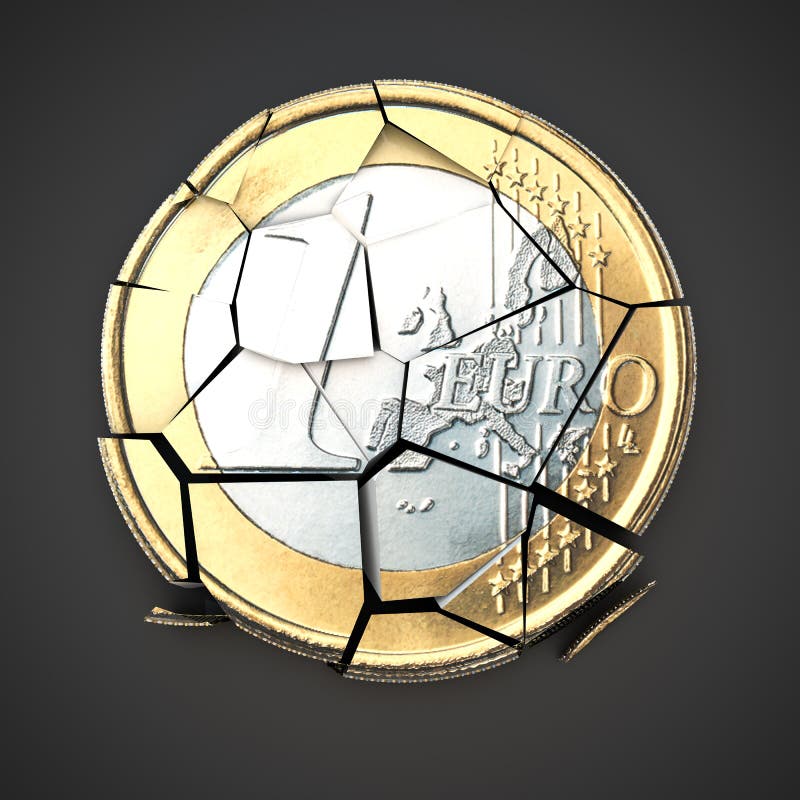 Broken Euro coin stock vector. Illustration of central - 56860576
