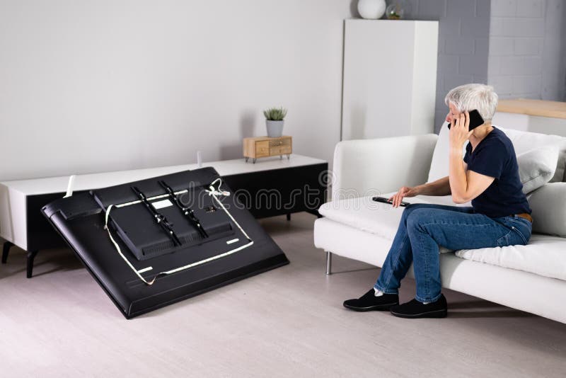 Broken Fallen TV stock image. Image of elderly, error - 255601895