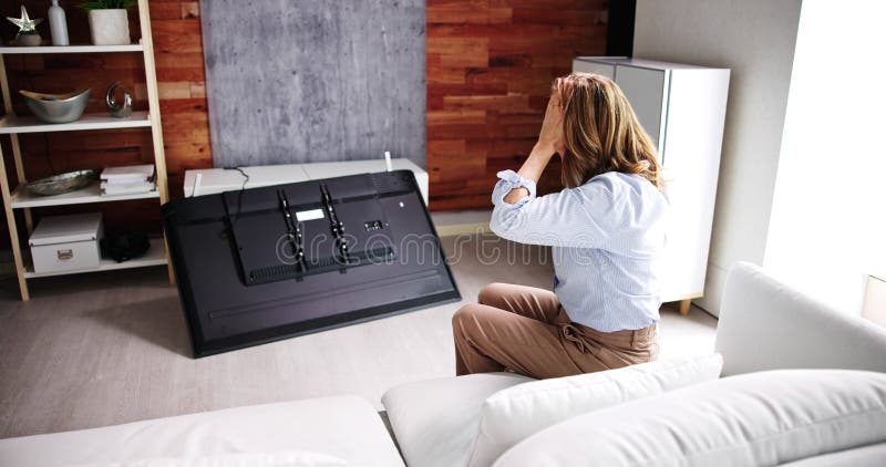 Broken Fallen TV stock image. Image of falling, frustrated - 270252175