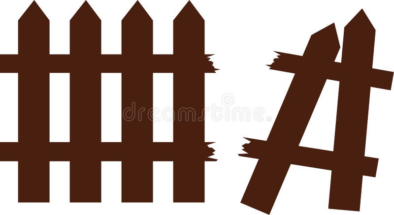 Broken Fence stock vector. Illustration of drawing, cartoon - 18922233