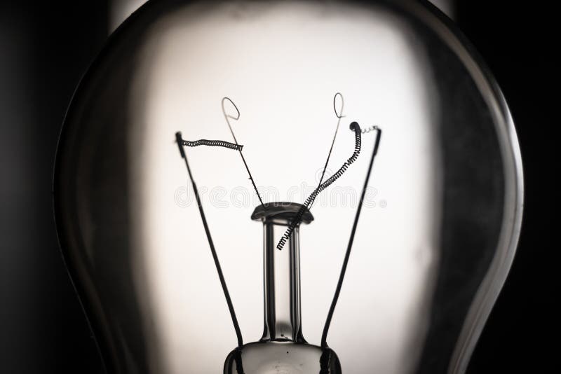 Broken Filament of a Light Bulb Close-up Stock Image - Image of ...
