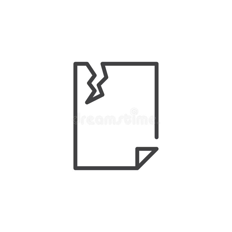 Damaged file line icon stock vector. Illustration of perfect - 108045828