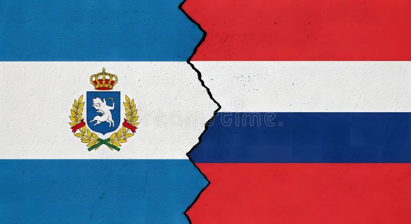 Broken Flag of Paraguay and Russia Painted on Wall with Cracked Effect ...