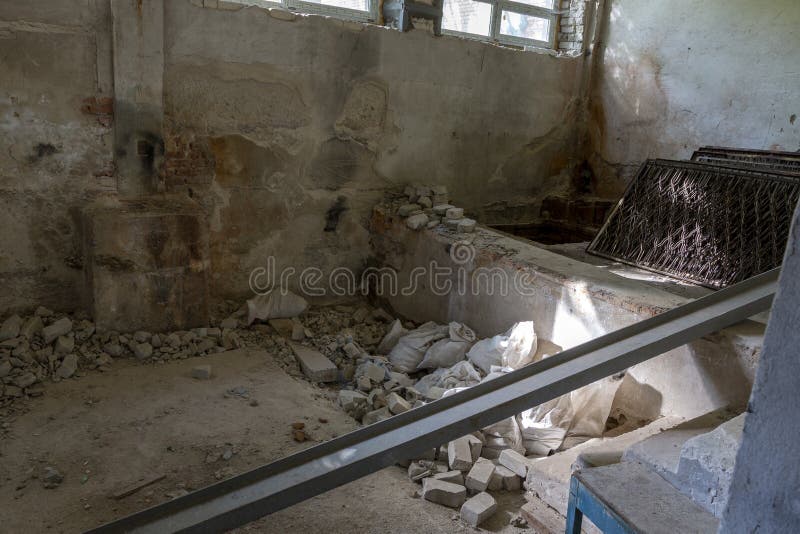 Broken Floor, Trash and Clutter in an Abandoned Room Stock Photo ...